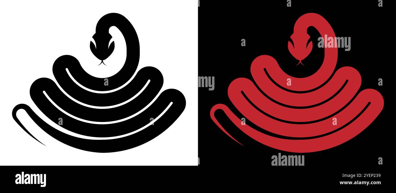 Viper silhouette emblem of coiled snake. Aggressive rattlesnake ready ...