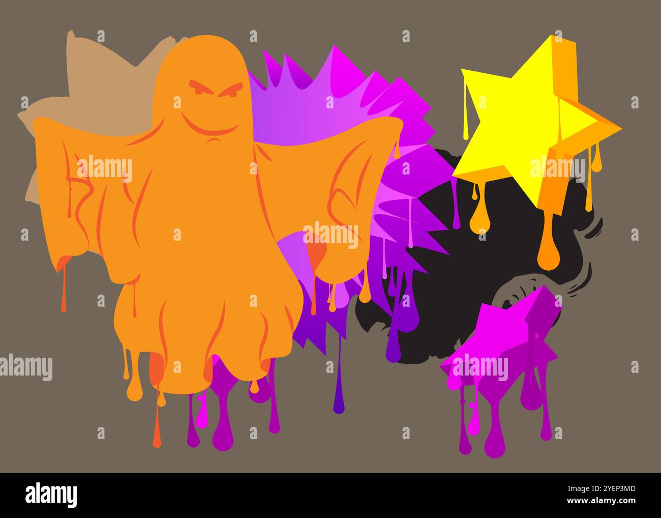 Ghost Graffiti tag. Abstract modern street art decoration performed in ...