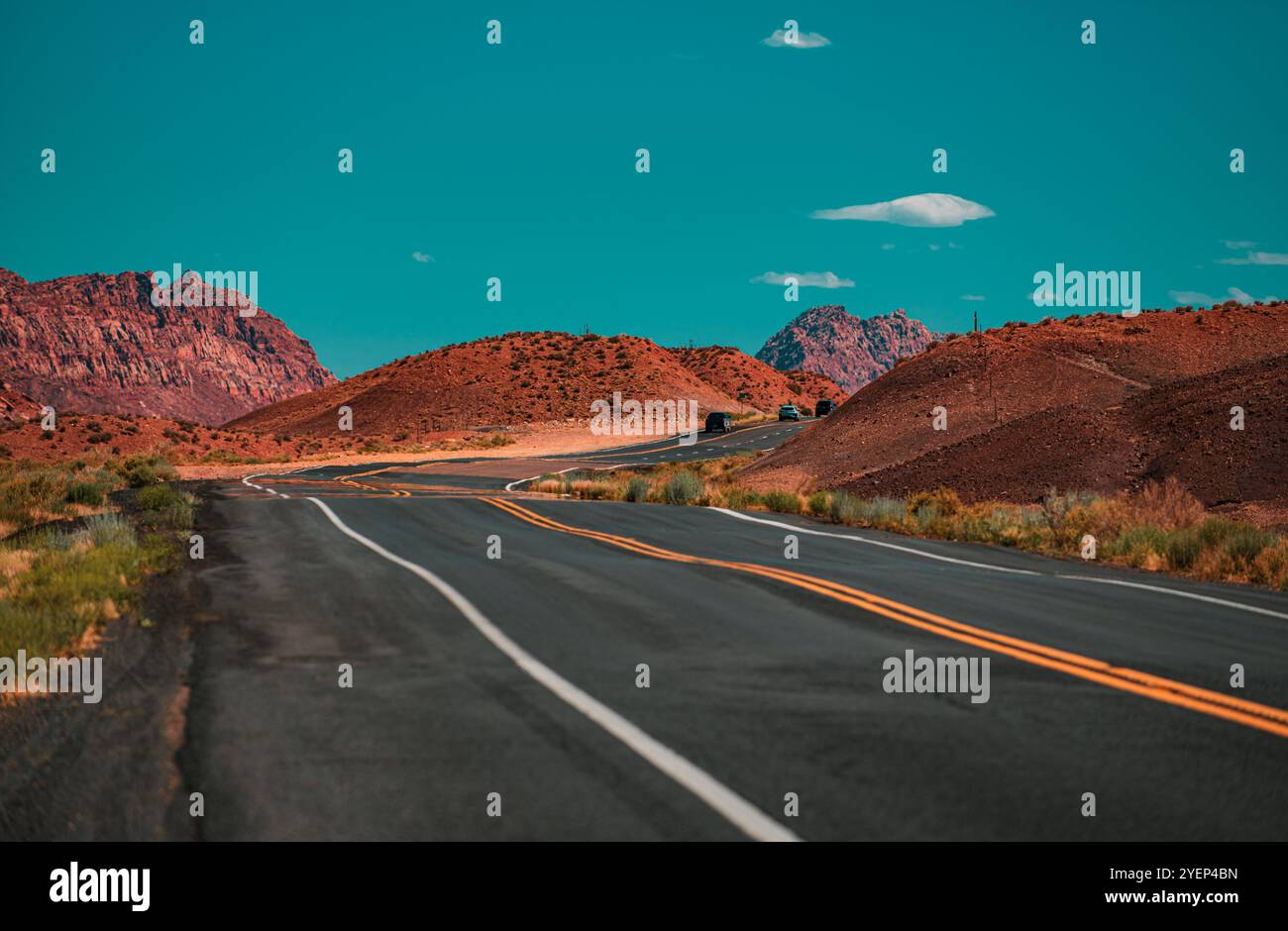 American roadtrip. Natural american landscape with asphalt road to ...