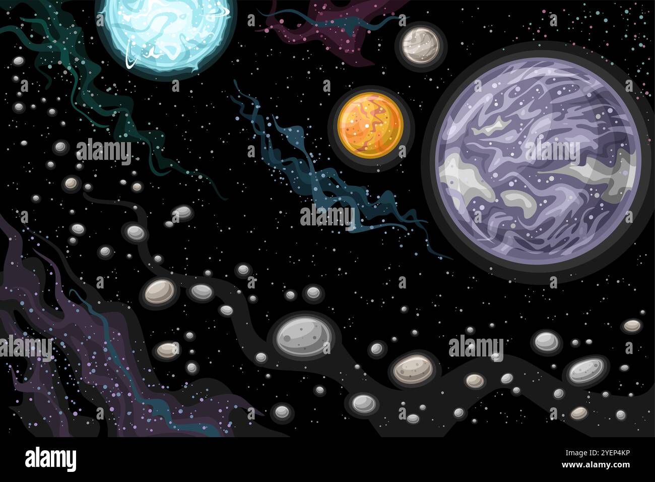 Vector Fantasy Space Card, horizontal astronomical poster with ...