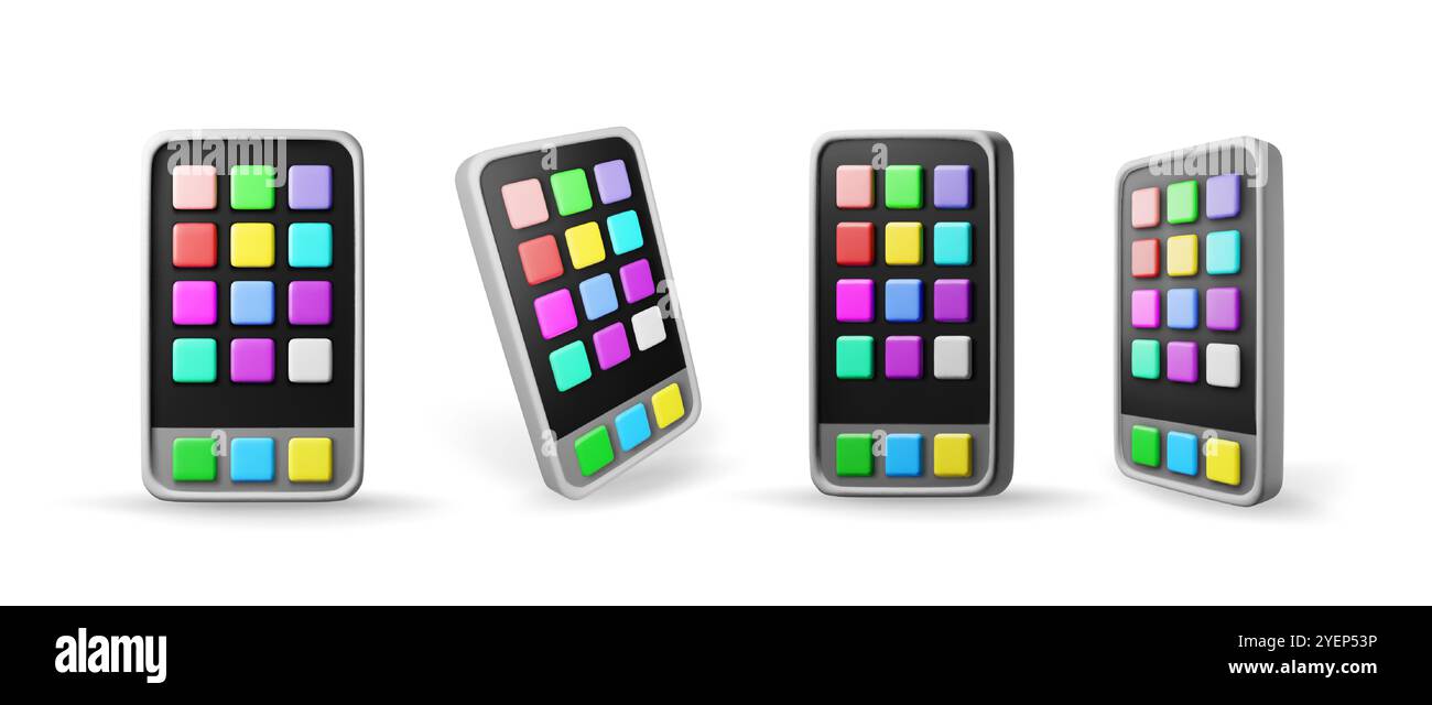 3d set of smartphone with UI icons isolated Stock Vector Image & Art ...