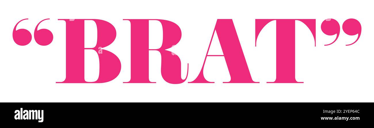 Brat graffiti cartoon lettering in bold, vibrant Pink against a white ...