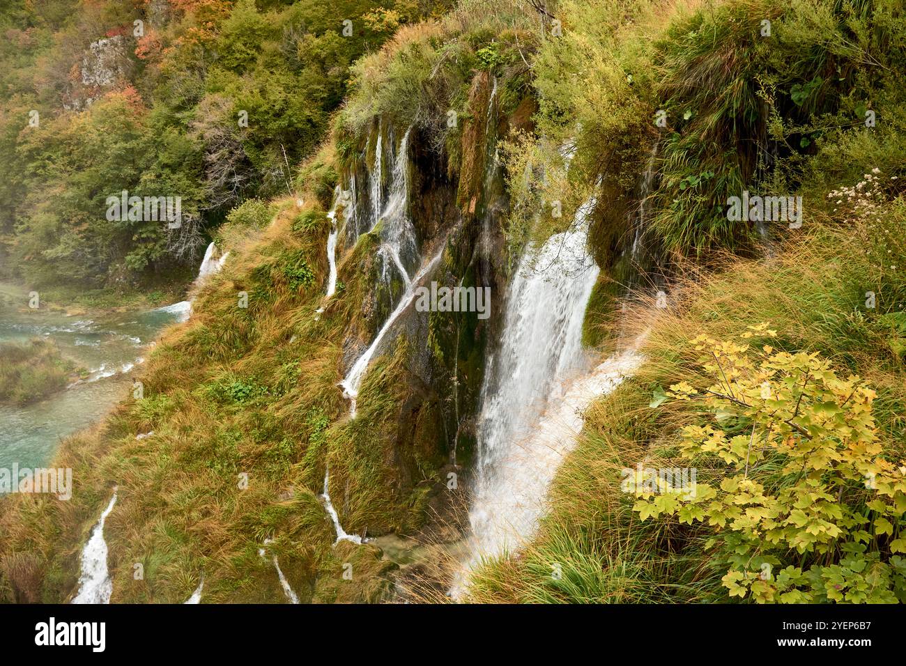 Autumn scene captures the enchanting waterfalls at Plitvice Lakes ...