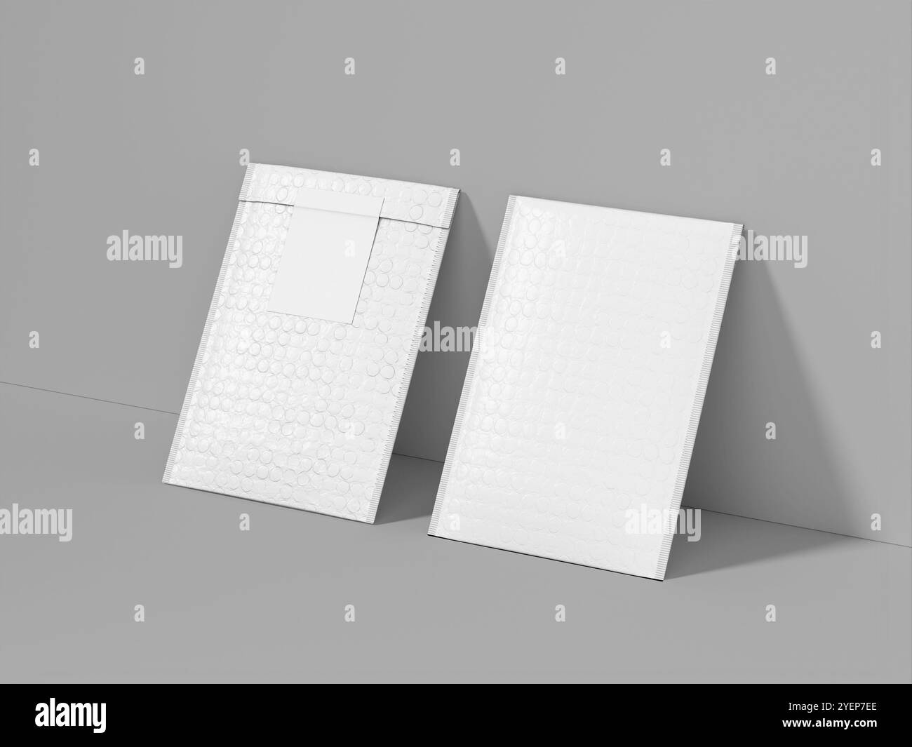 3D White Blank Bubble Mailer Bag With Label Mockup Stock Photo - Alamy