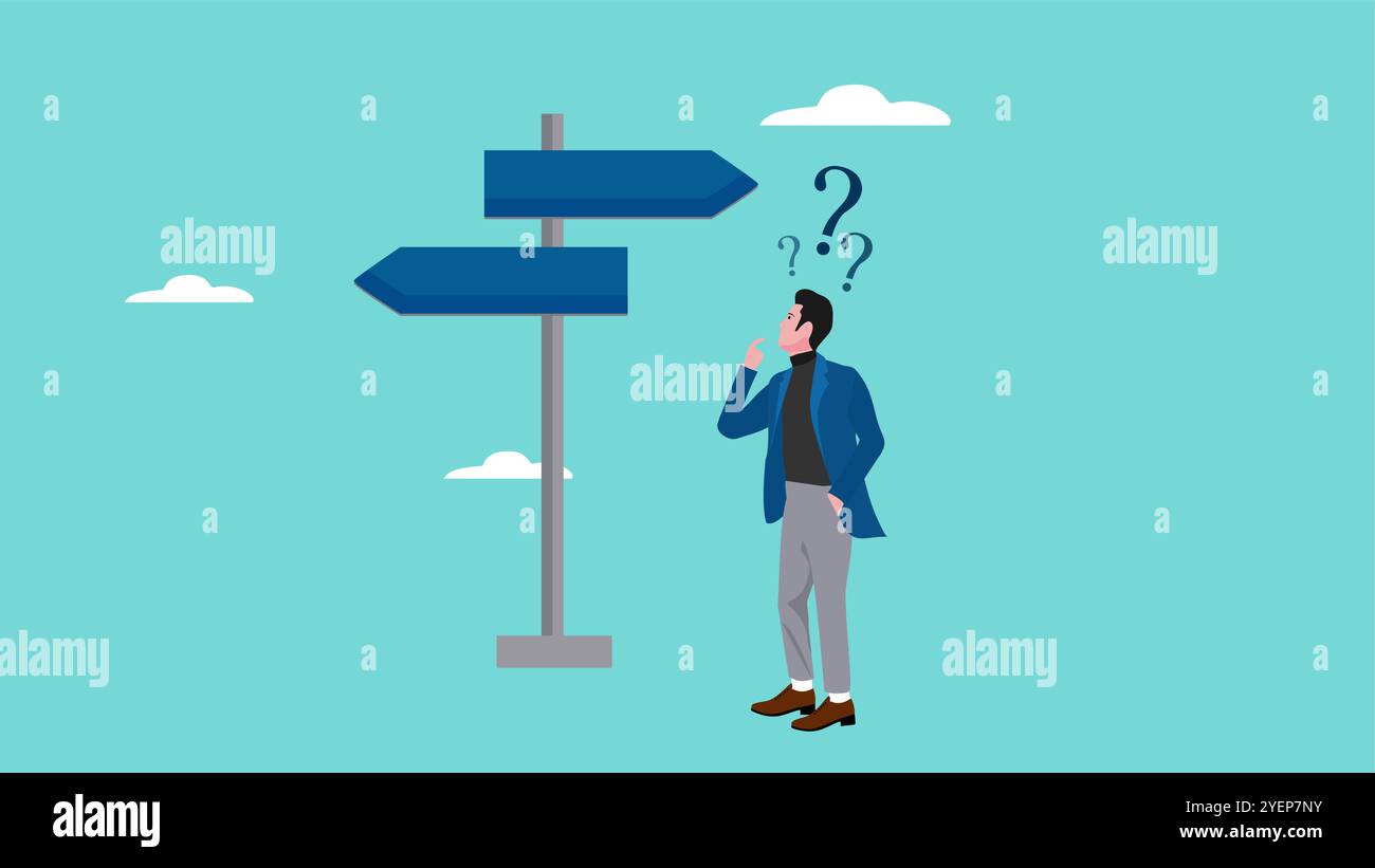 businessman who is confused about choosing his career direction ...