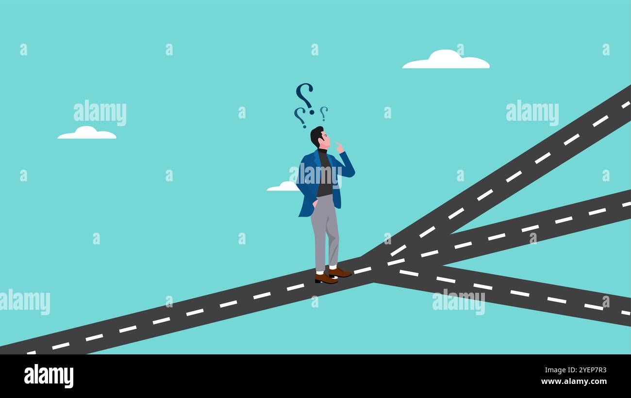 businessman who is confused about choosing his career direction ...