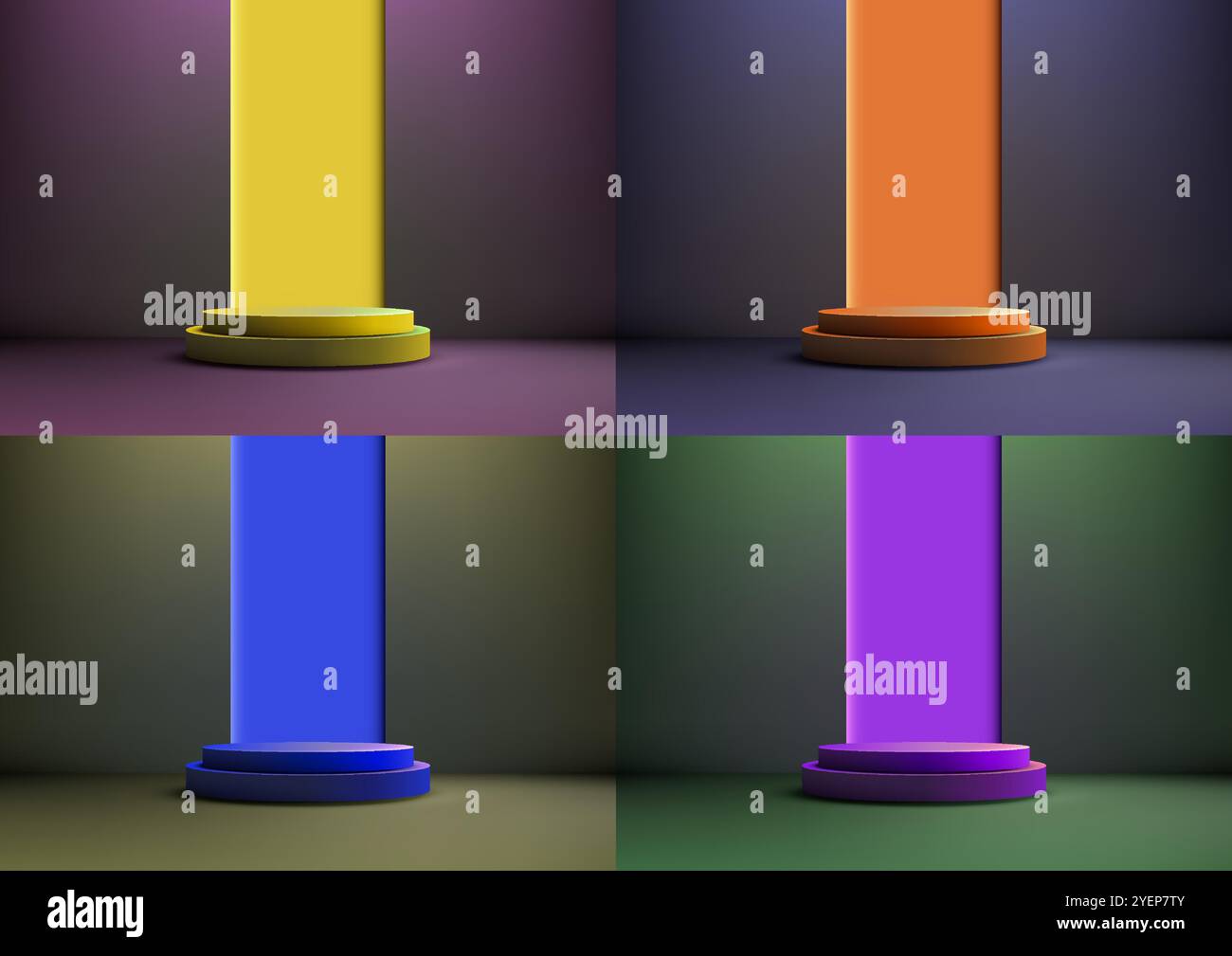 Dramatic Vibrant Color 3D Podium on Dark Stage, Modern Style Product ...
