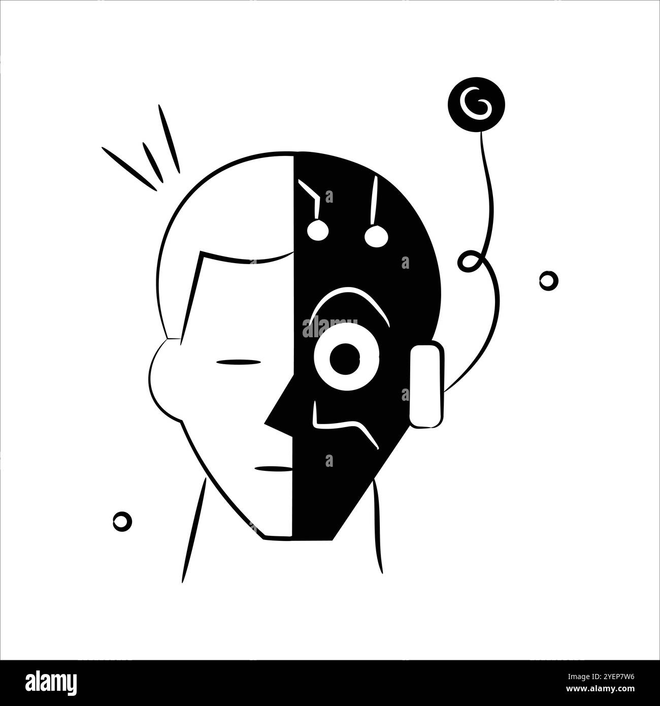 A half human, half robot face, representing a blend of AI and humanity ... A half human, half robot face, representing a blend of AI and humanity ...