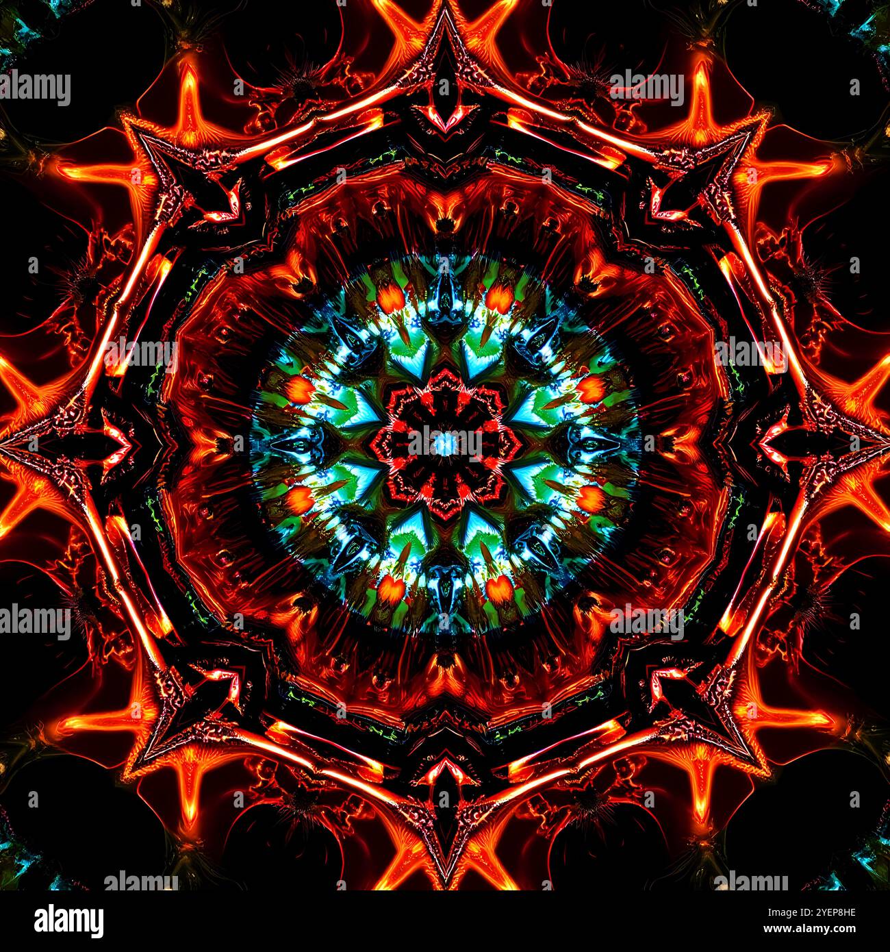 Psychedelic Fractal Mandala Abstract with Cosmic Symmetry and ...
