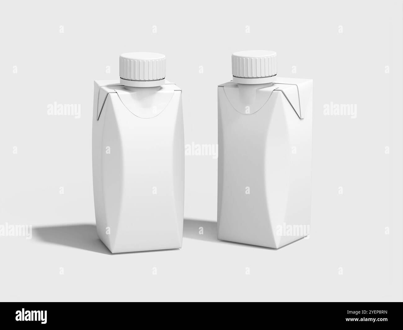 3D Mockup of Two Blank White Carton Milk Packages Stock Photo - Alamy