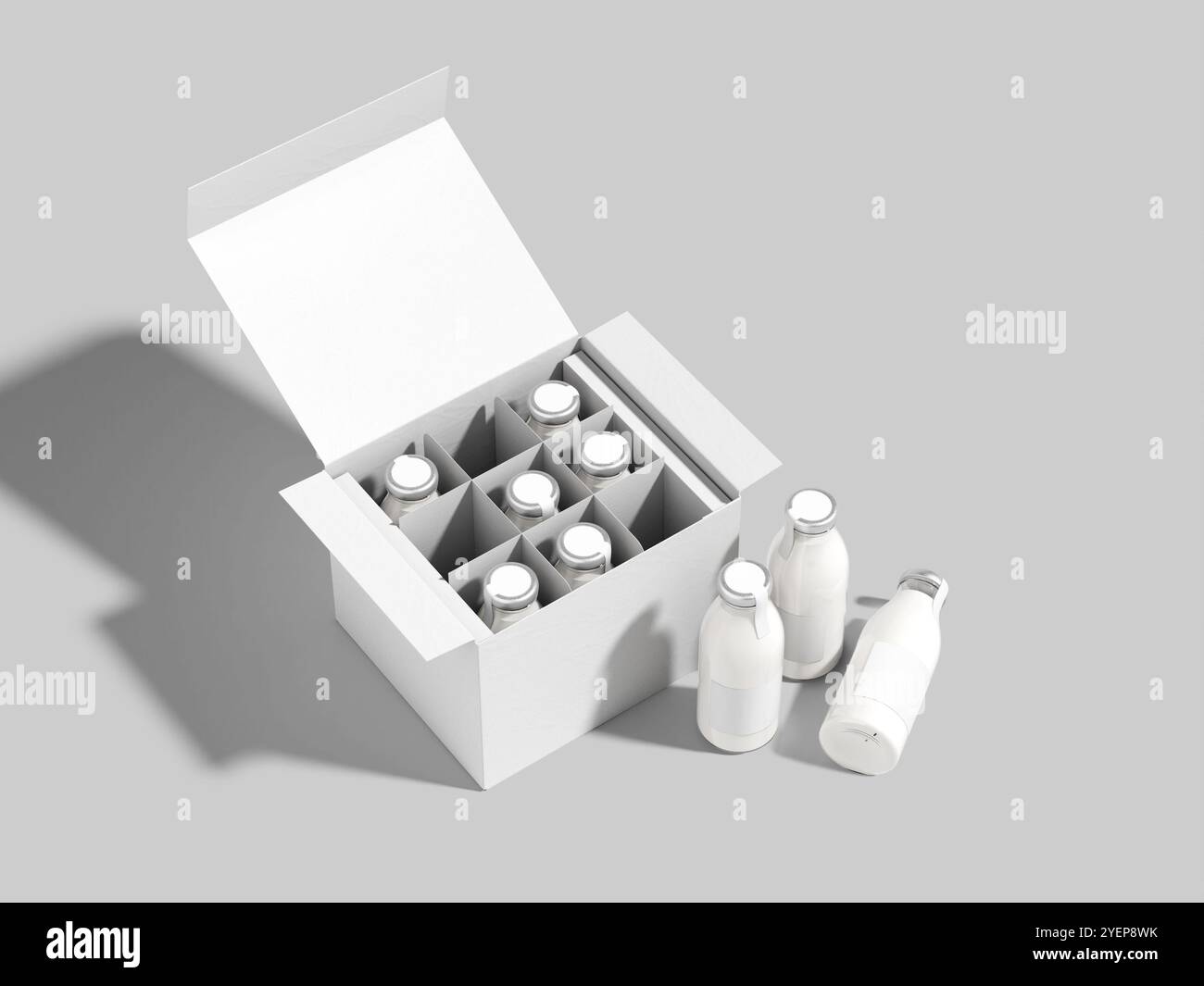 3D Stacked Empty Bottle Box Packaging Mockup Stock Photo - Alamy
