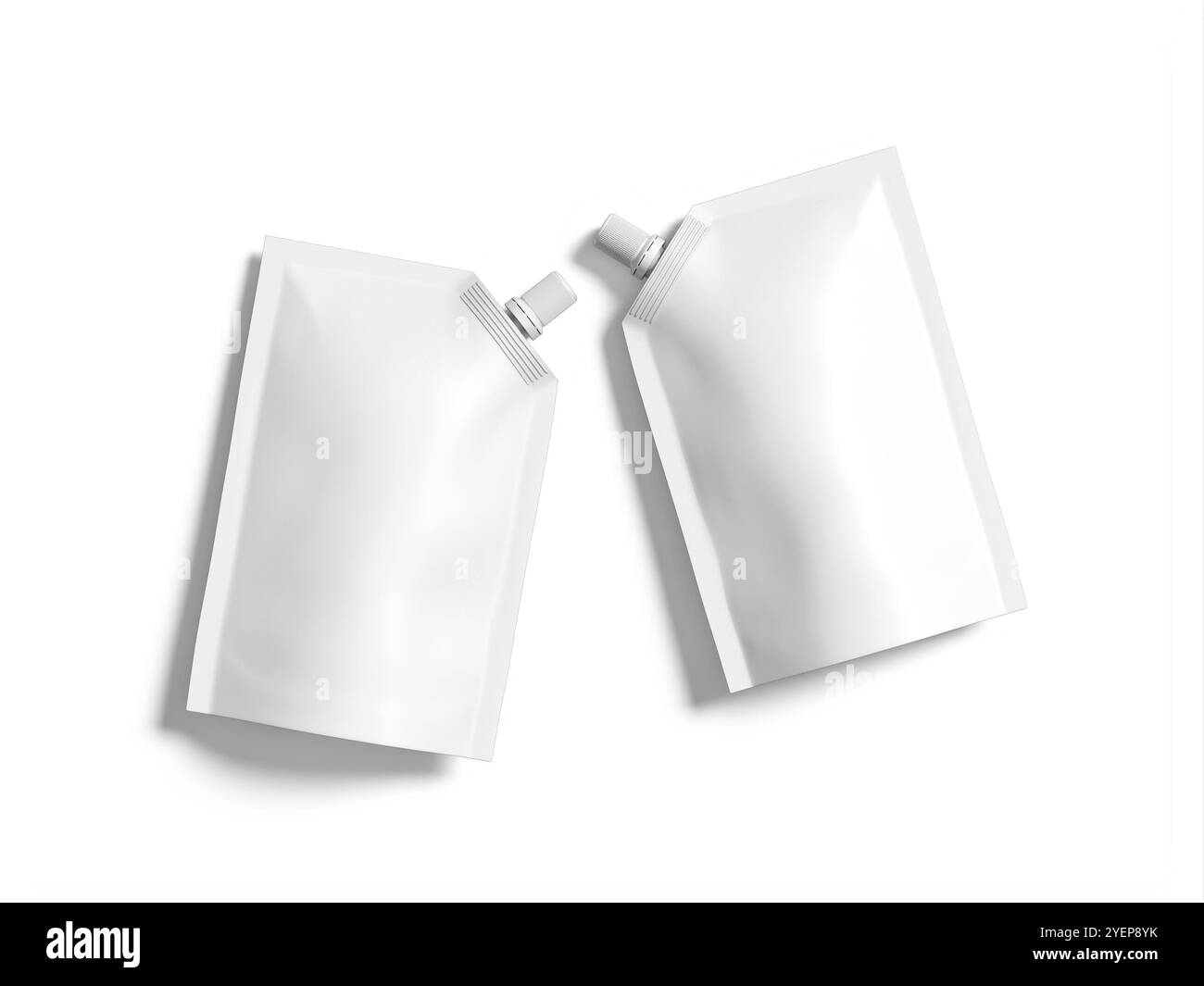 Flat Lay White Blank Two Spout Pouches Mockup 3D Isolated Stock Photo ...