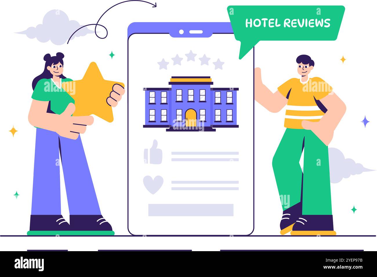 Hotel Reviews Vector Illustration featuring Rating Services, User Satisfaction, and Customer ...