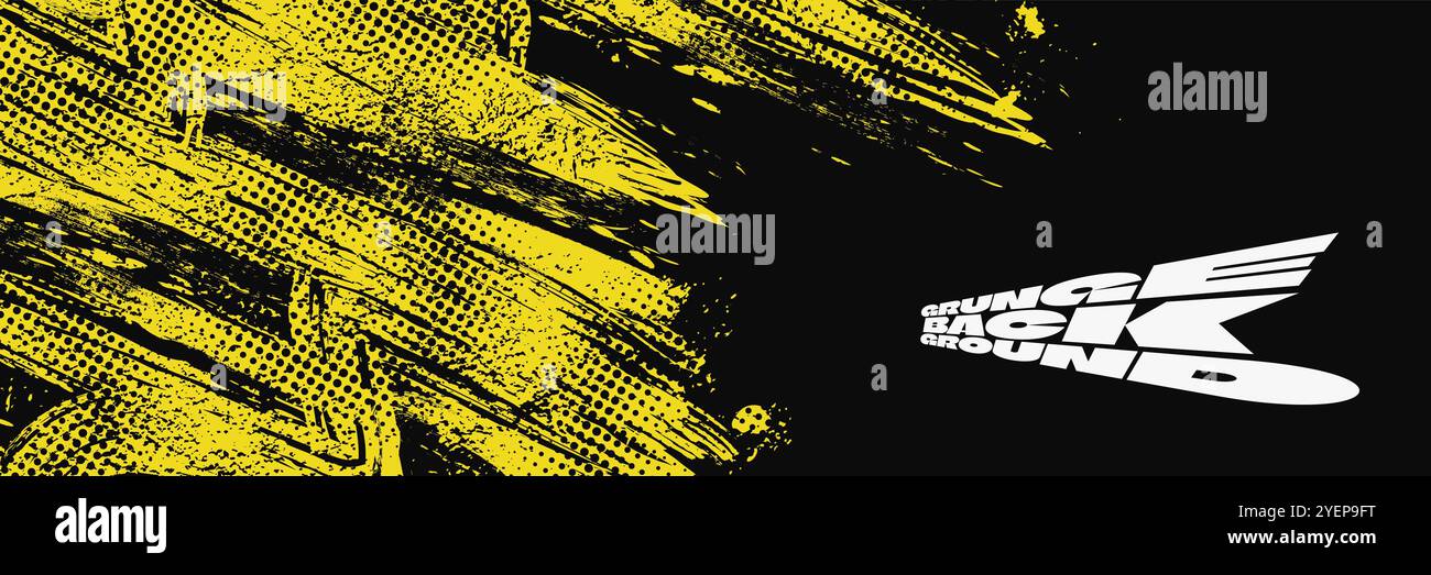 Abstract Black and Yellow Dirty Grunge Background with Halftone Effect. Sports Background with ...