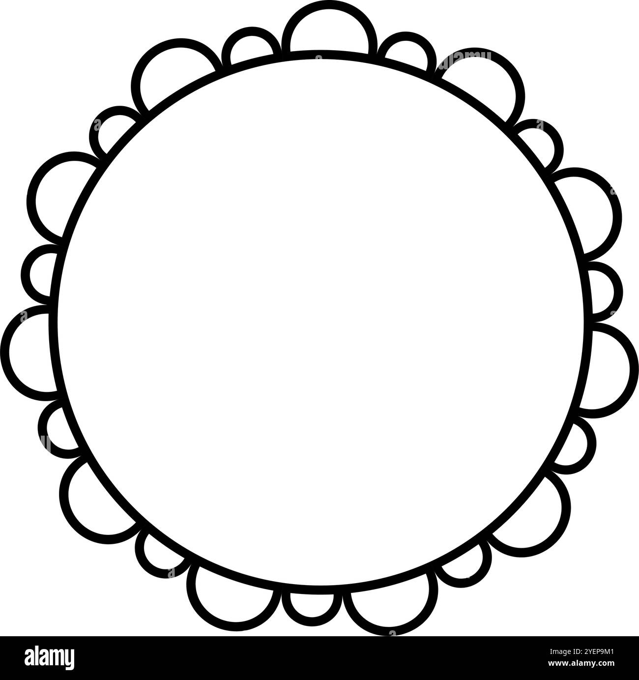 Scalloped edge circle frame. Simple round scalloped border. Fabric lace ...