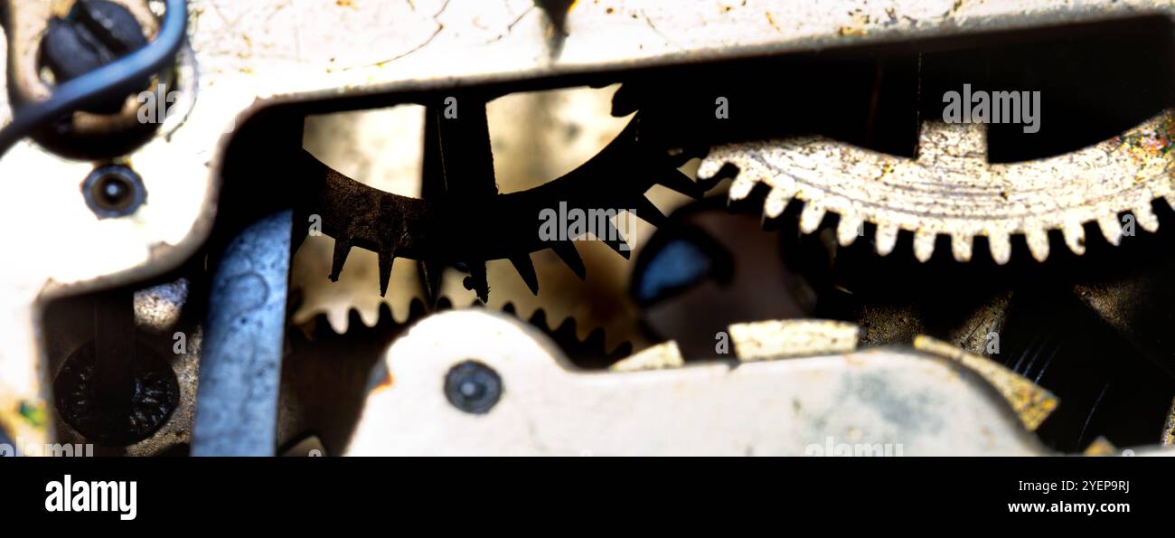 Antique watch gears with wear and oxidation showcase intricate ...