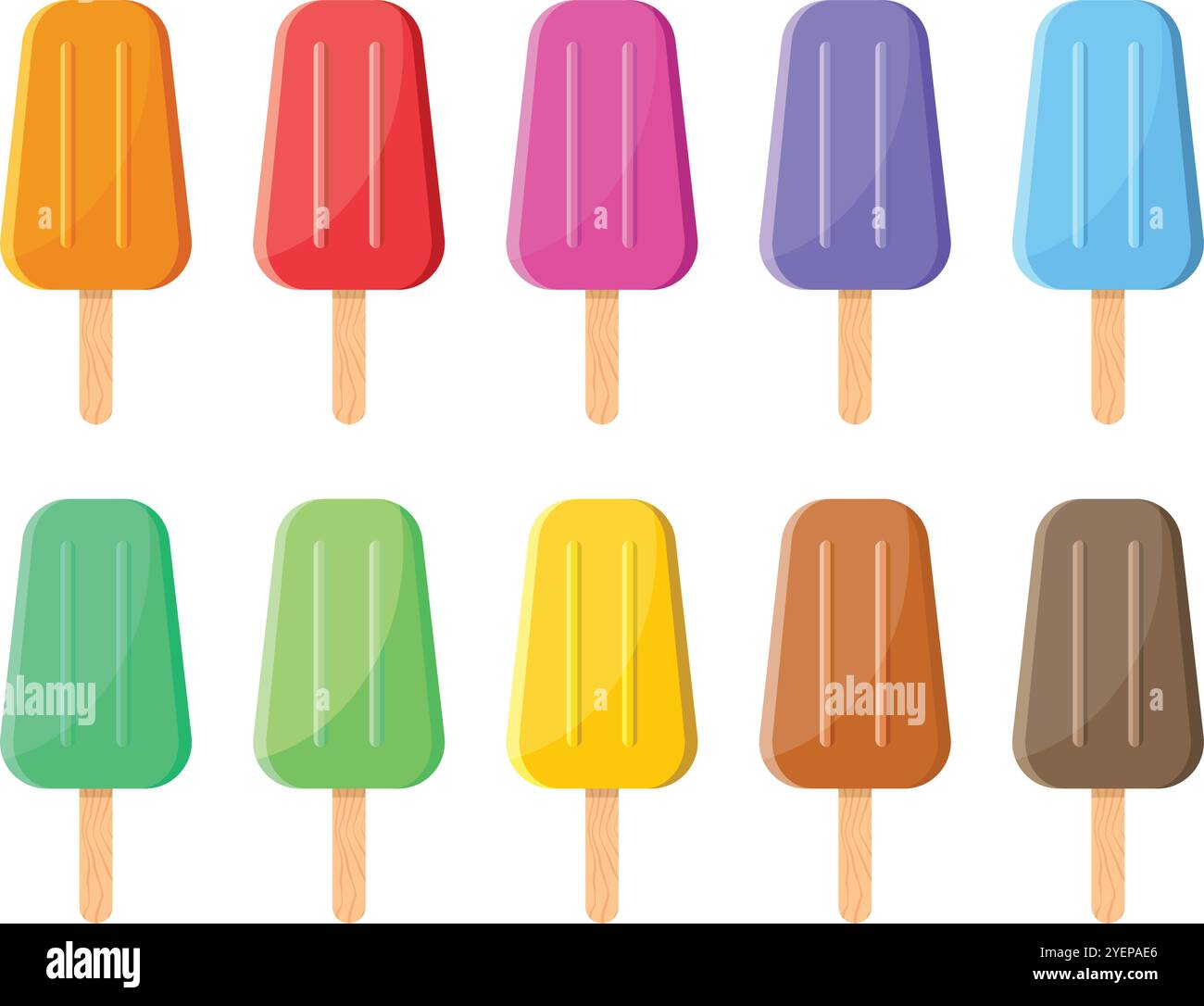 Ice cream popsicle icon set collection in flat style. Tasty dessert ...