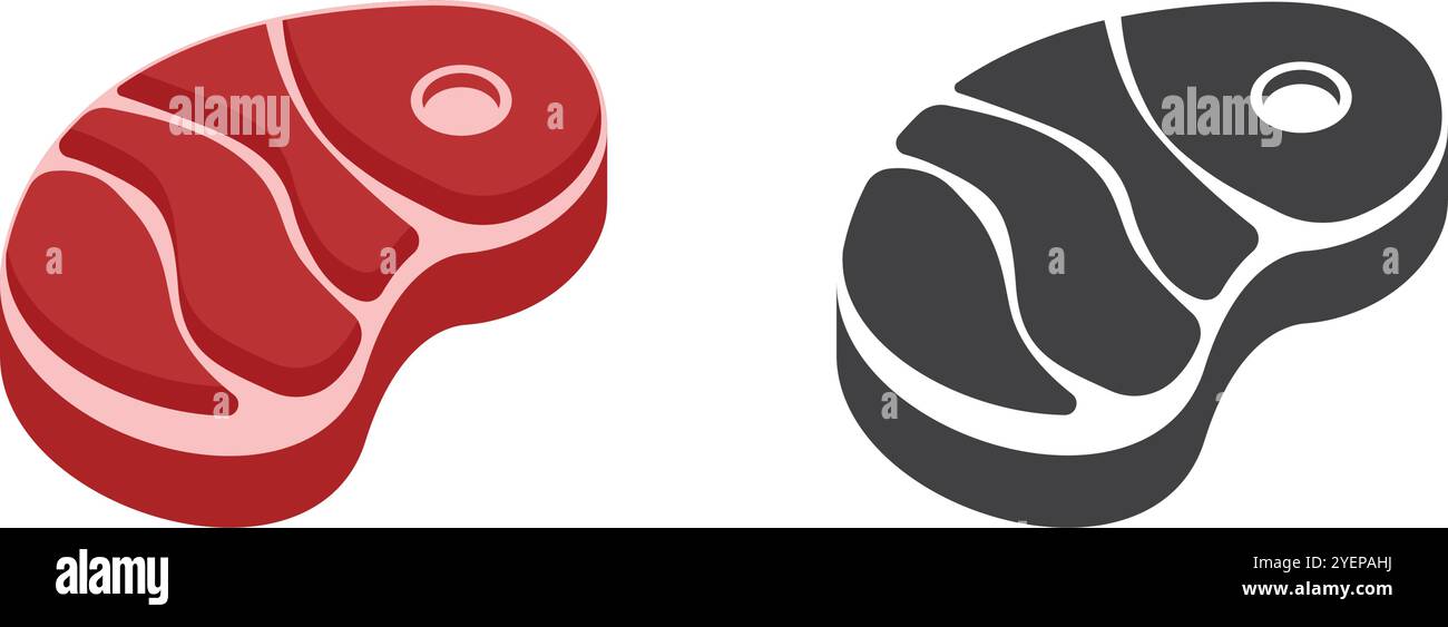 Raw meat icon in flat style. Lamb or beef vector illustration on ...