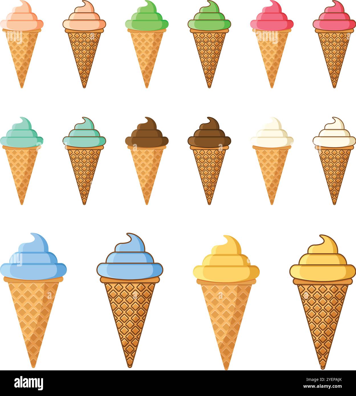 Ice cream icon set collection in flat style. Tasty dessert vector ...
