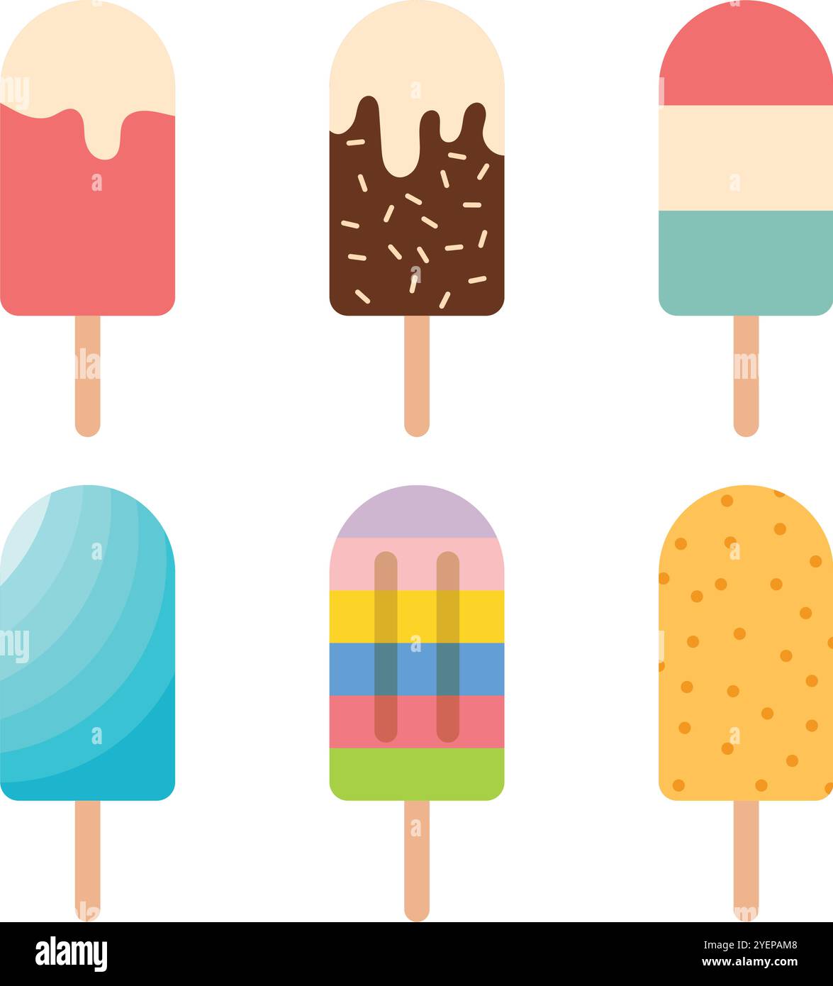 Ice cream popsicle icon set collection in flat style. Tasty dessert ...
