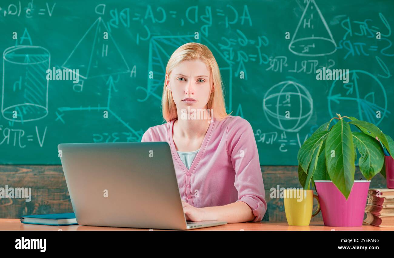 Modern education. Back to school. Remote education. Student adorable ...