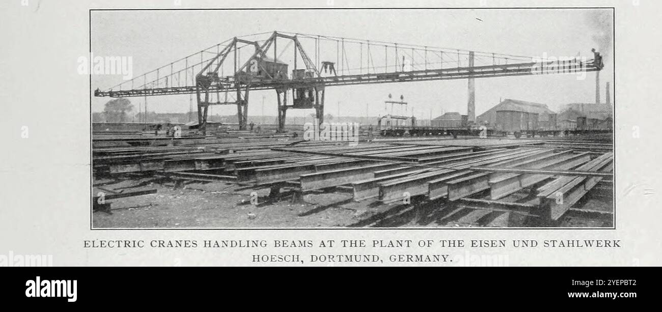 ELECTRIC CRANES HANDLING BEAMS AT THE PLANT OF THE EISEN UND STAHLWERK ...