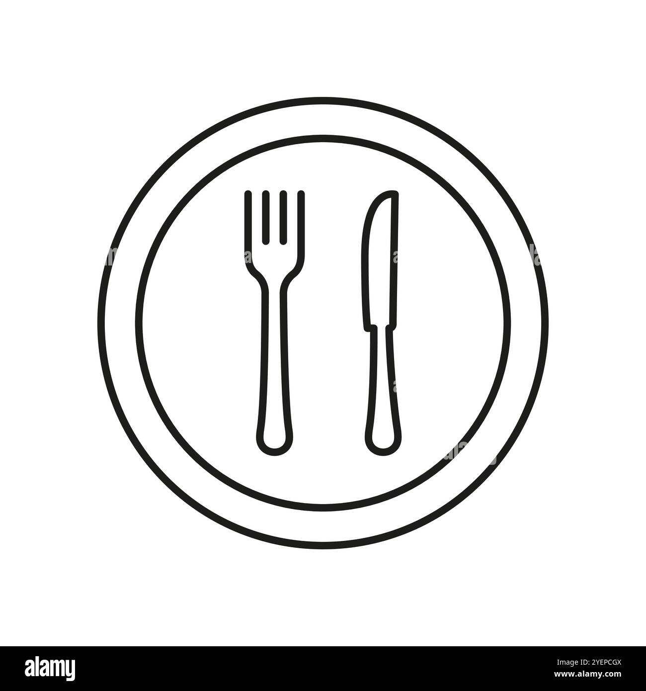 Plate With Fork And Knife Line Icon, Lunch And Dining For Healthy Food ...