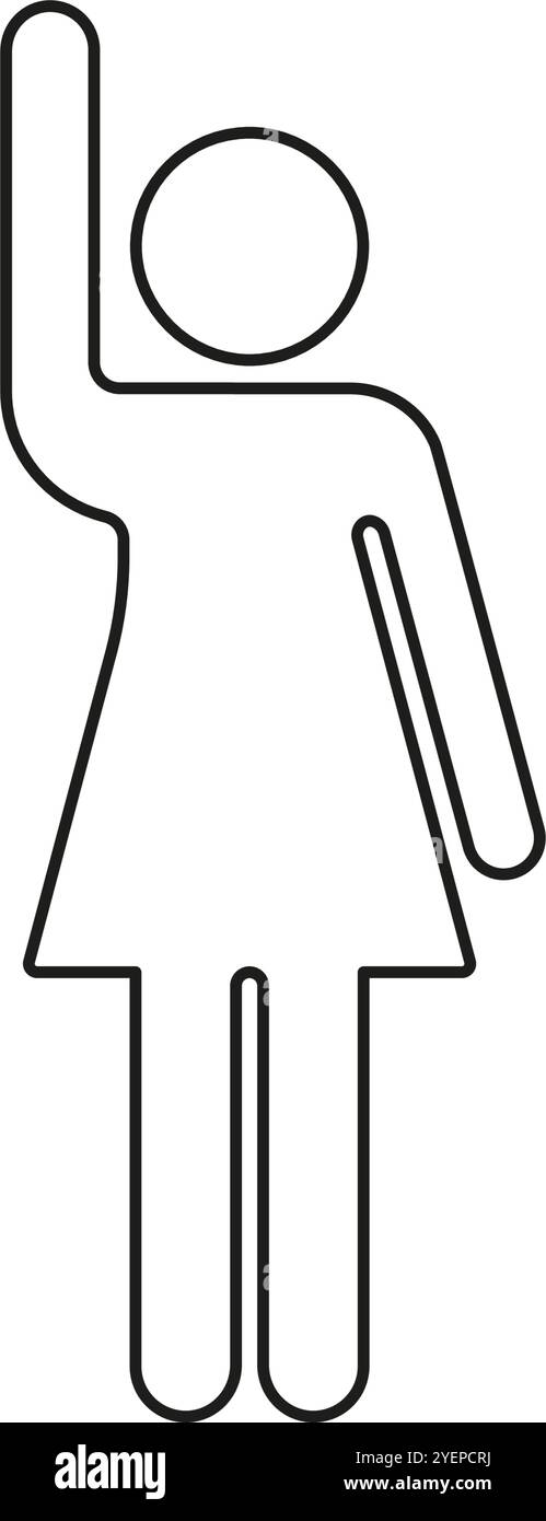 Person Icon Waving Hand Line Icon. Greeting Gesture Symbol. Female ...