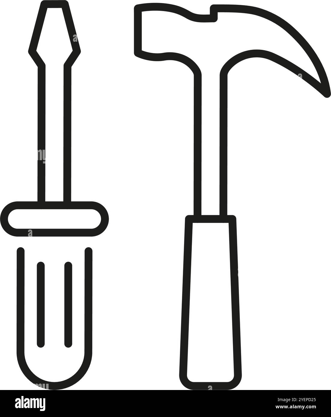 Screwdriver and Hammer Line Icon for Repair Services. Construction and ...