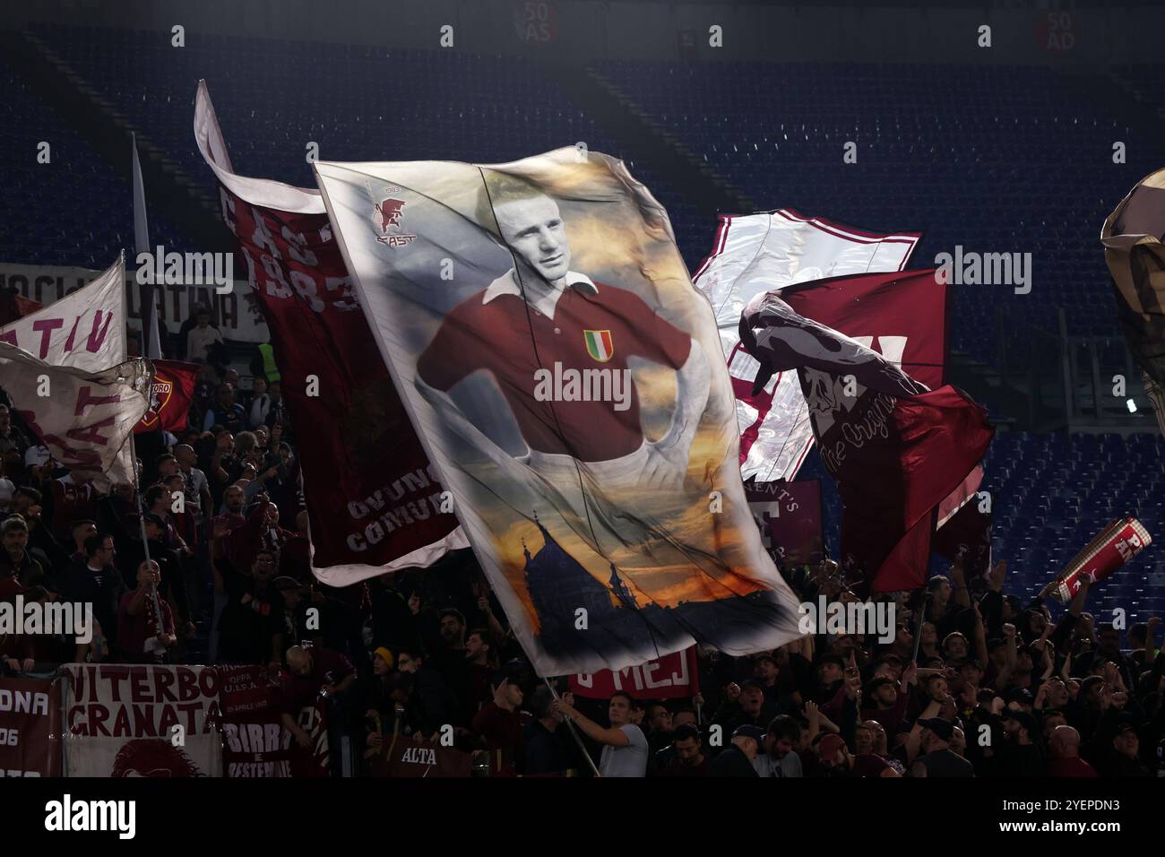 Rome, Italy 31.10.2024 : Torino fans in the stands waving flags during ...