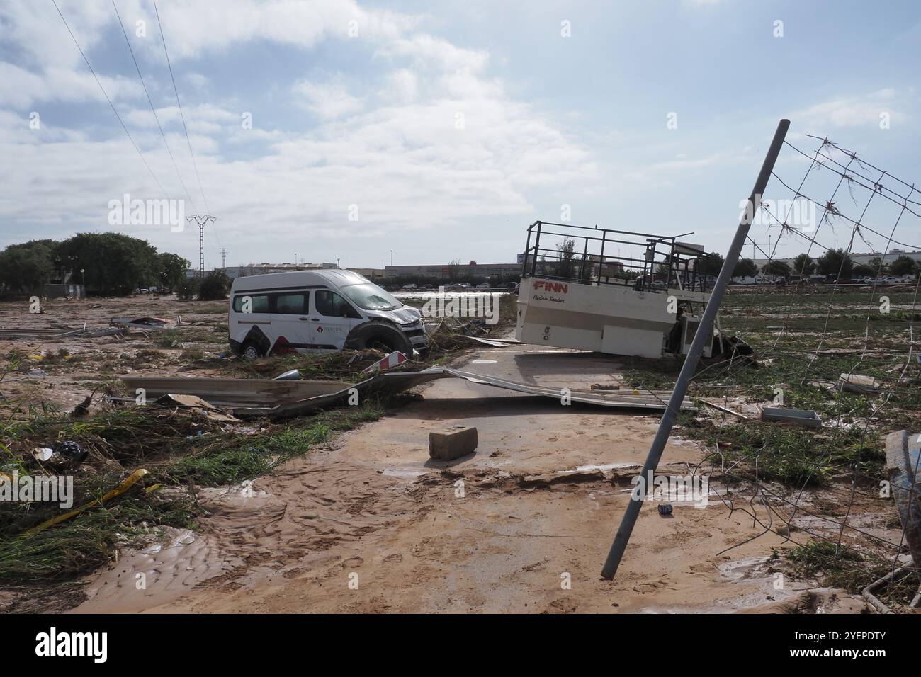 VALENCIA, SPAIN OCTOBER 31, 2024: Devastating flood leaving damaged ...