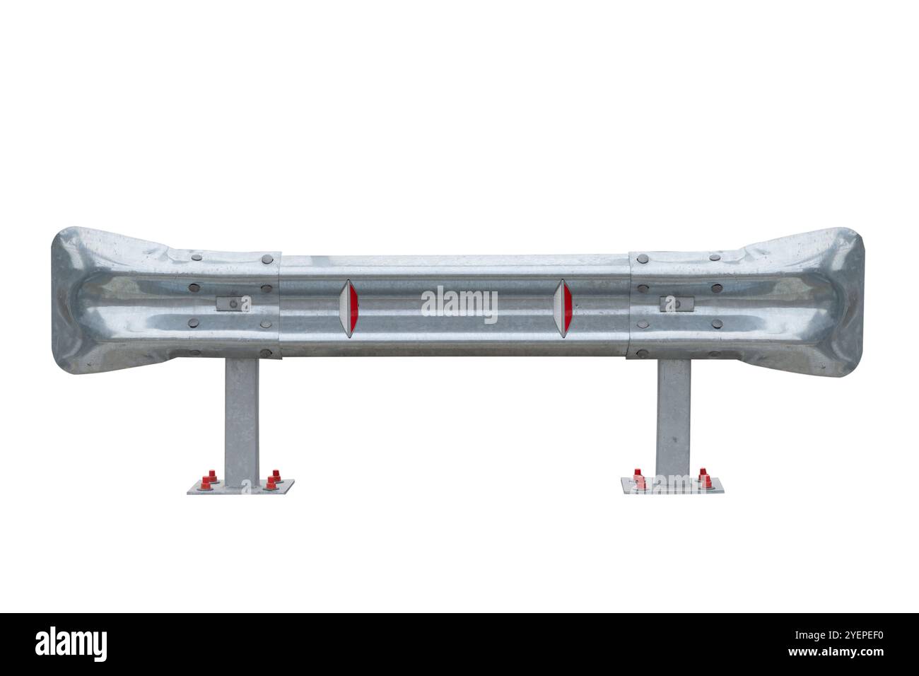 Road and highway safety rail barrier made of steel isolated on white ...