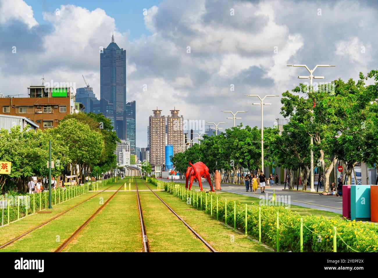 Scenic track of the Circular light rail KLRT, Kaohsiung, Taiwan Stock ...