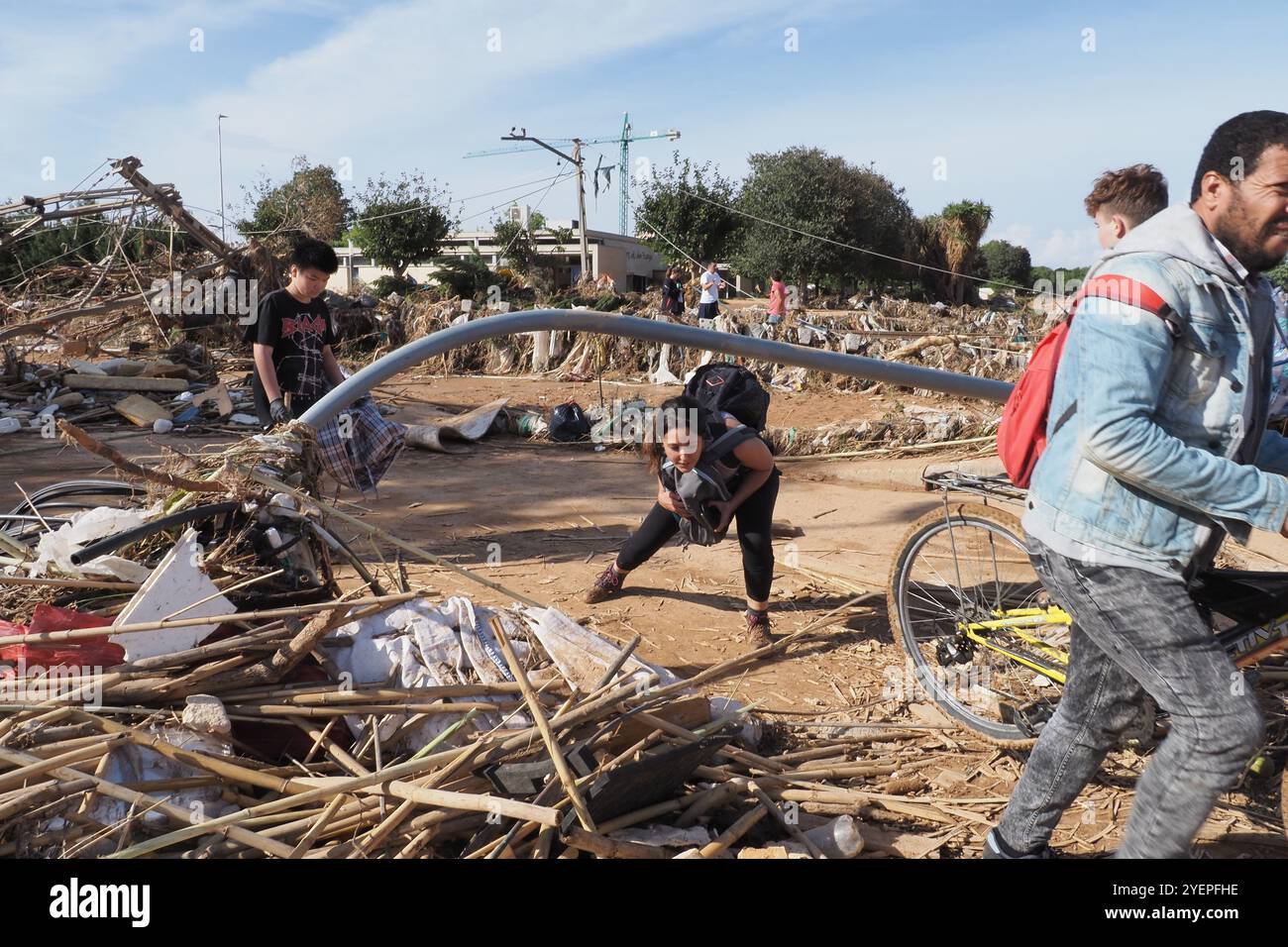 The aftermath of hurricane Dana in Valencia, Spain - Residents leaving ...