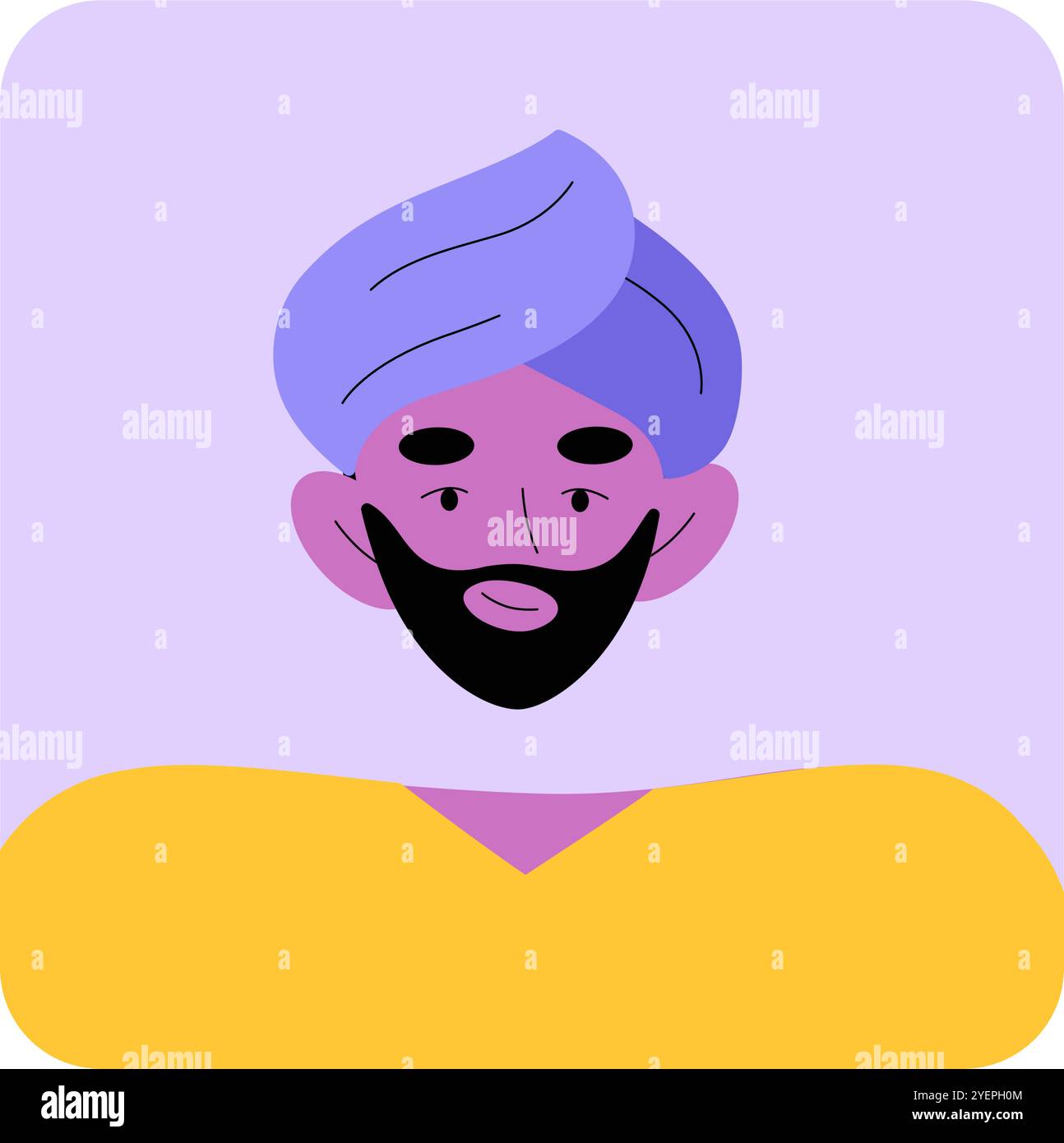Avatar Of Male Character In Turban With Beard In Flat Vector ...