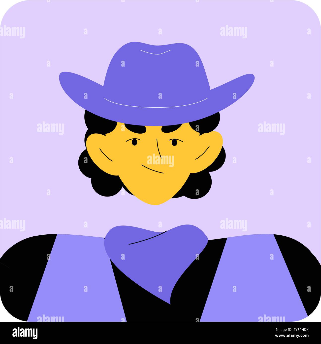Cowboy Avatar In Hat In Flat Vector Illustration Symbolizing Western ...
