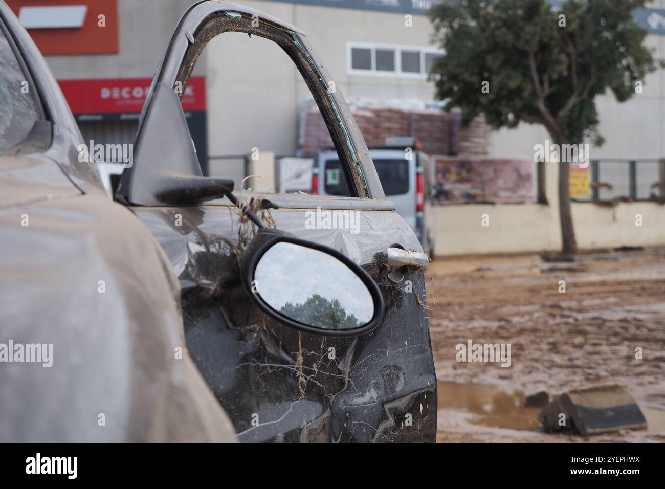 The aftermath of hurricane Dana in Valencia, Spain - Damaged car ...