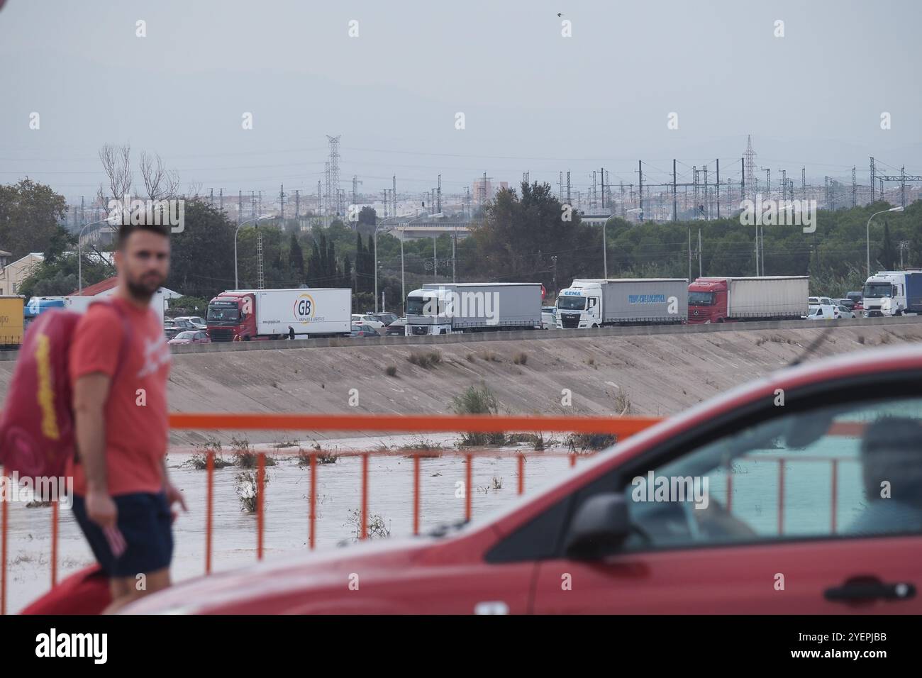 The aftermath of hurricane Dana in Valencia, Spain - Flooded river ...