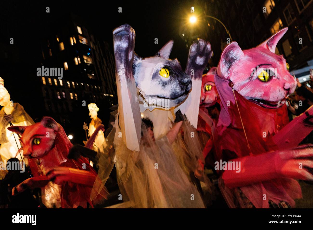 New York, United States. 31st Oct, 2024. Costumed parade goers ...