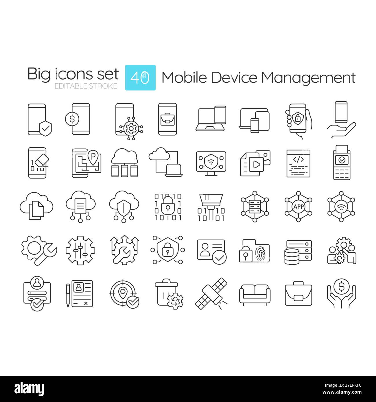 Mobile device management linear icons set Stock Vector Image & Art - Alamy