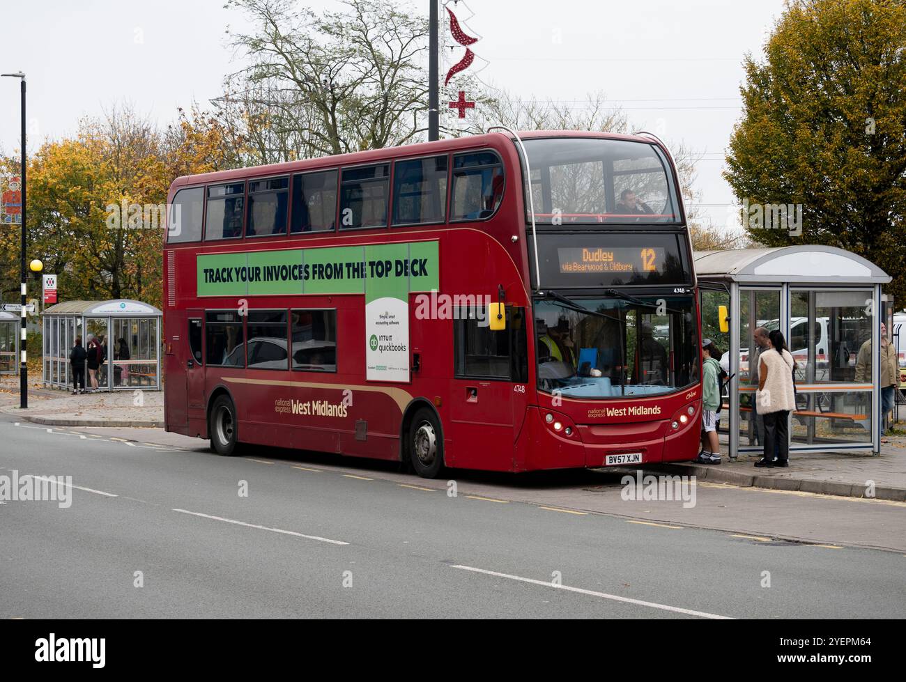 National Express No. 12 bus at Oldbury Interchange, West Midlands ...