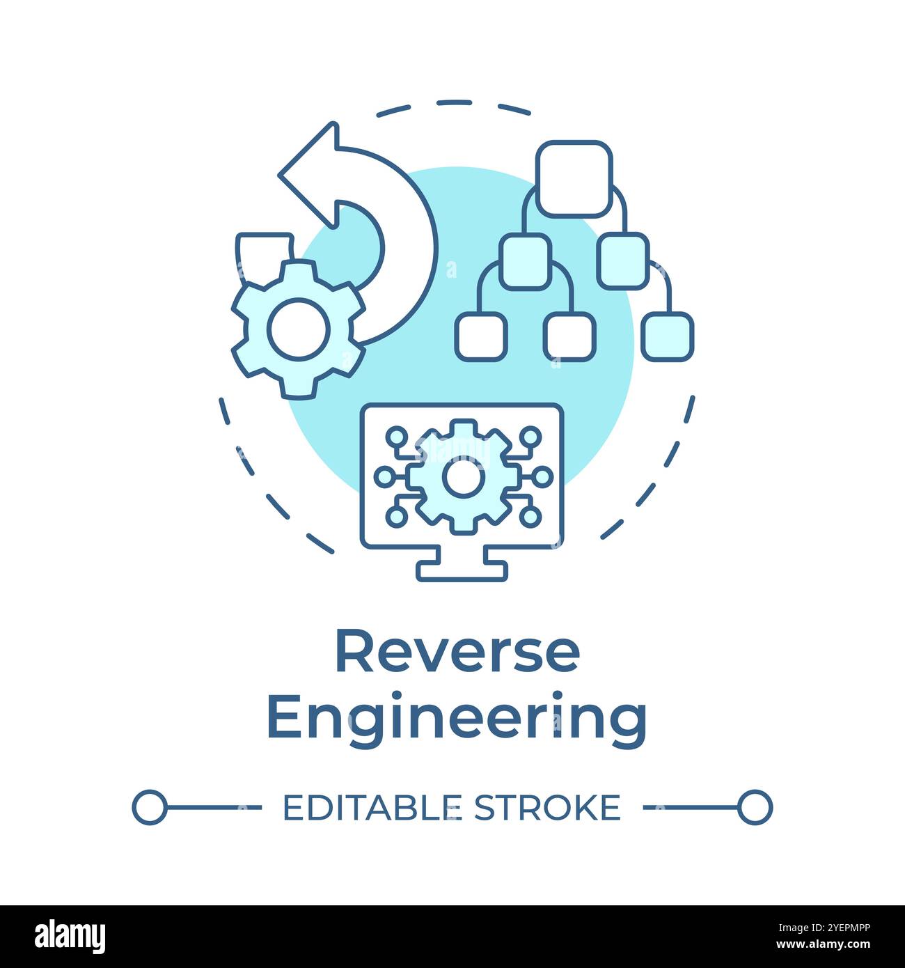 Reverse engineering soft blue concept icon Stock Vector Image & Art - Alamy