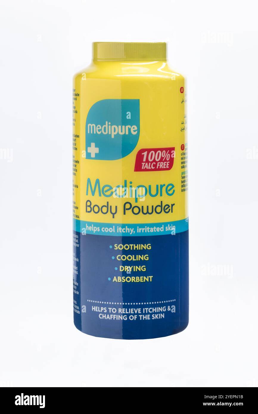 A bottle of Medipure body powder to relieve itchy, irritated skin Stock ...