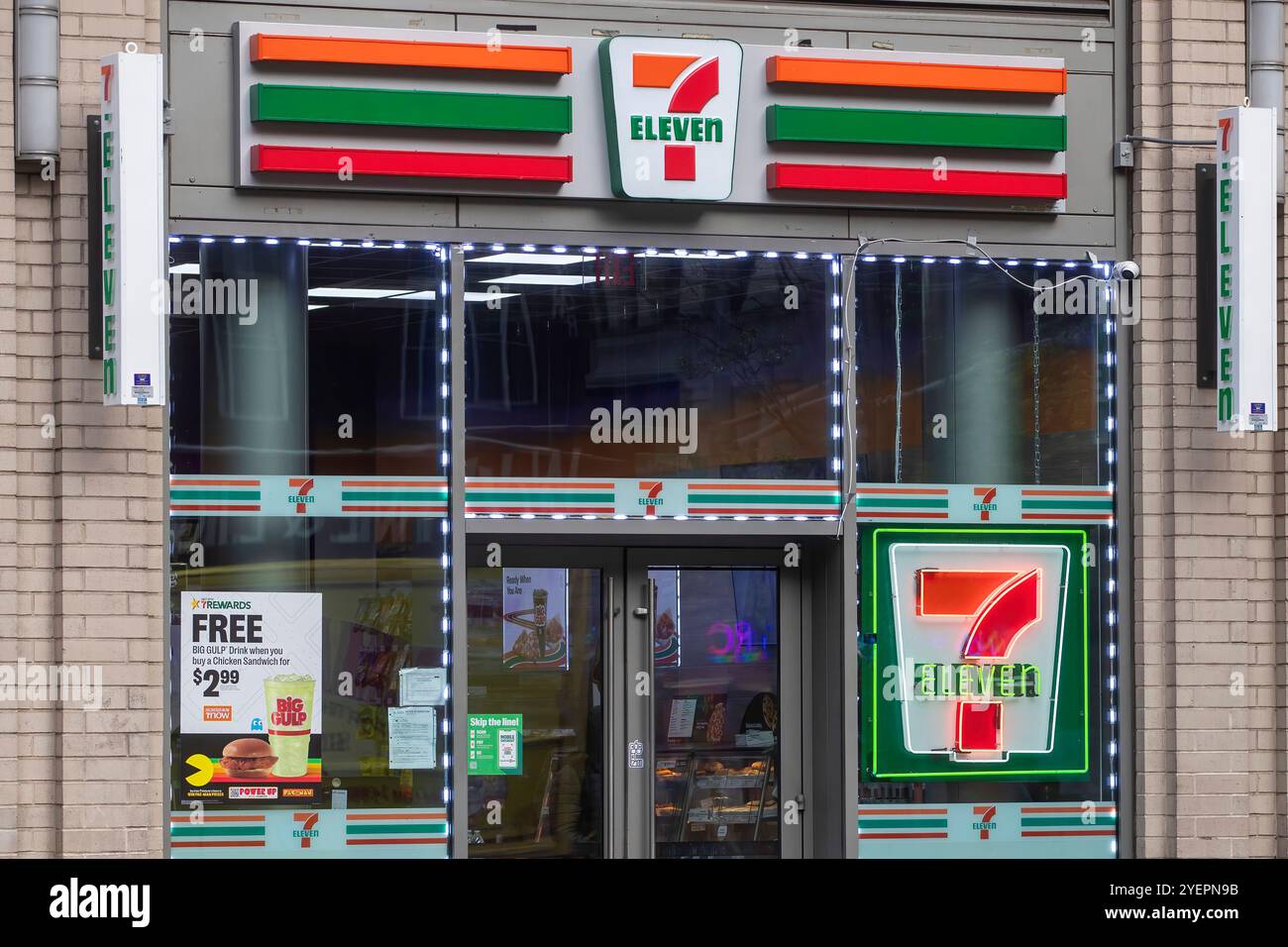 The image displays the front of a 7-Eleven convenience store Stock ...