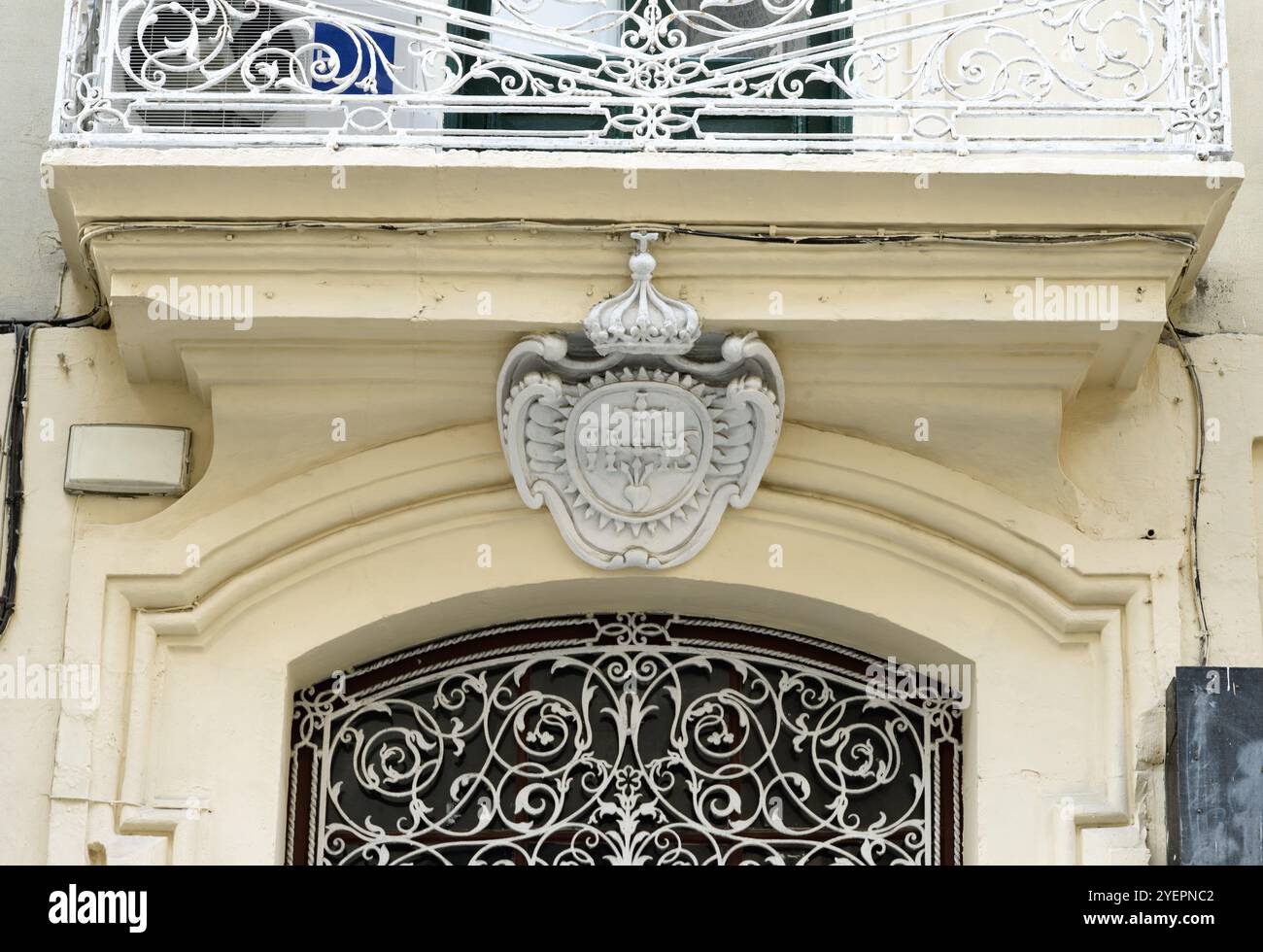 Close-up of a historical building facade featuring a beautifully ...
