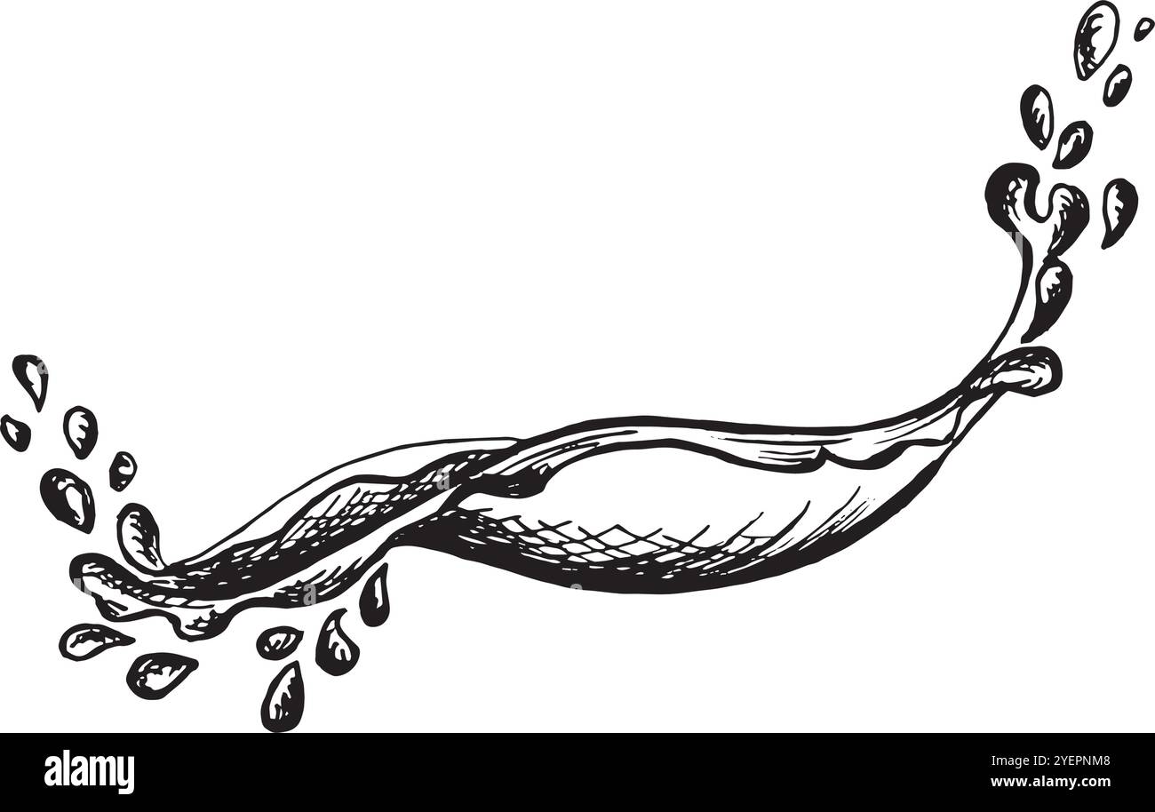 Liquid splash sketch. Vector graphic illustration hand drawn isolated ...