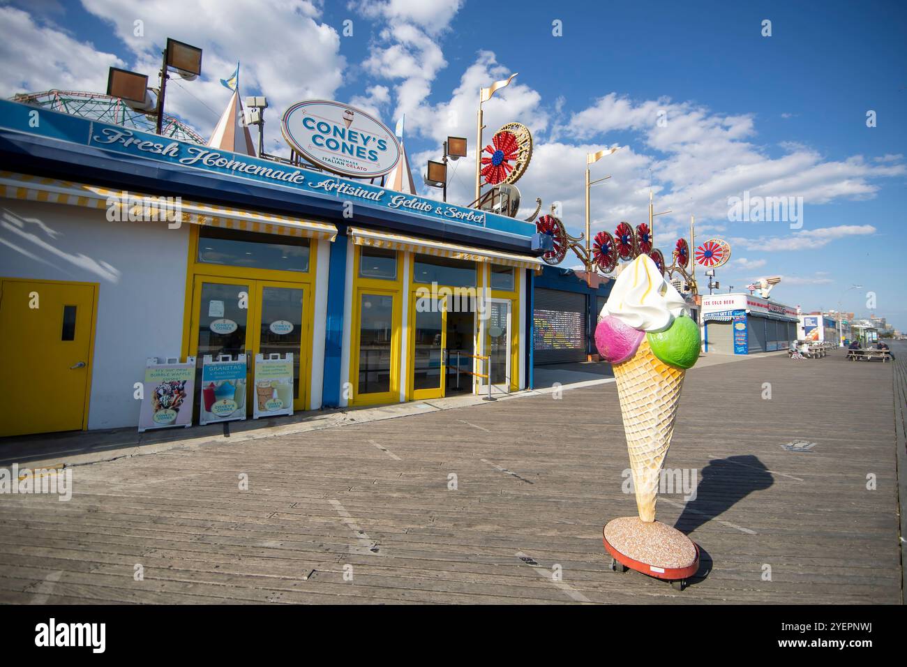 This image captures the vibrant storefront of Coney’s Cones, a popular ...