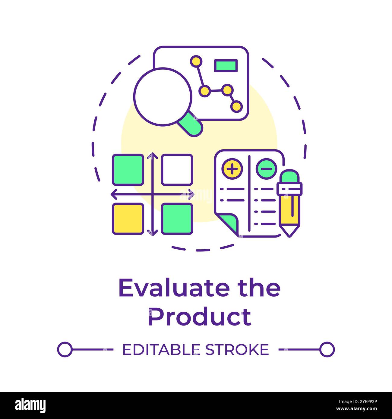 Evaluate product multi color concept icon Stock Vector Image & Art - Alamy