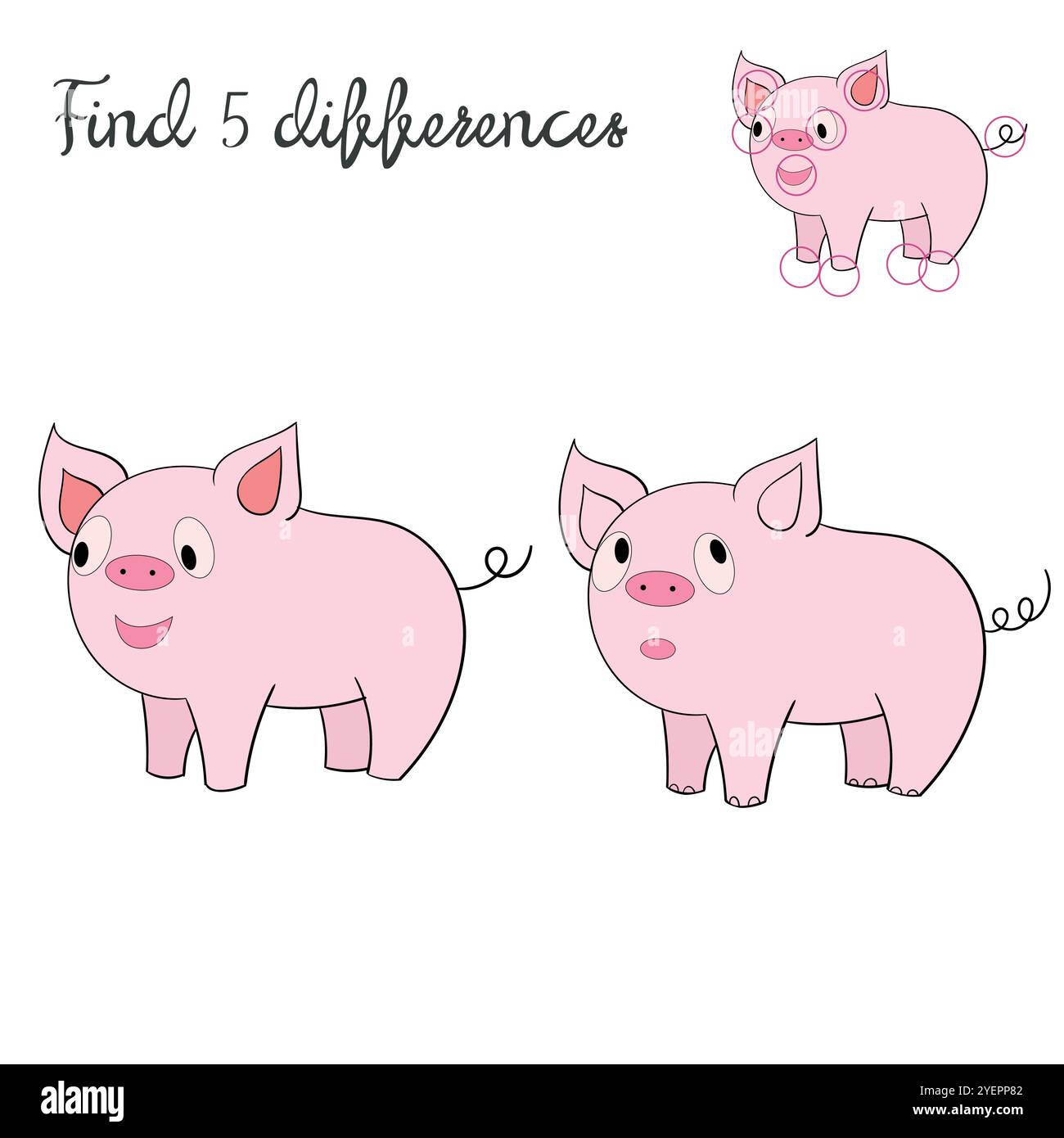 Find differences kids layout for game pig Stock Vector Image & Art - Alamy