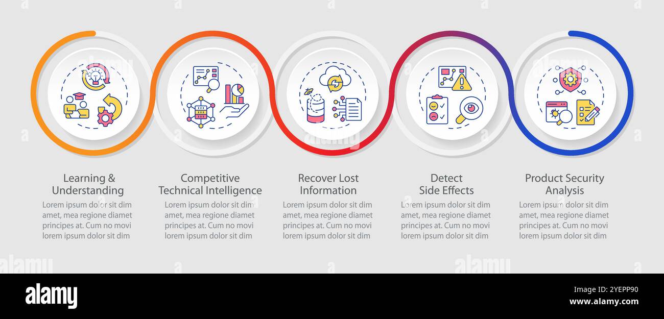 Re-engineering applications infographics circles sequence Stock Vector ...